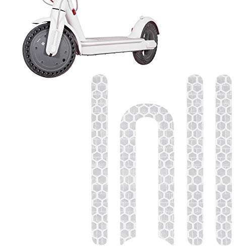 TOMALL Reflective Strip Sticker Front & Rear Wheel Rubber Sticker White Compatible for Xiaomi Mijia M365 Sticker Scooter Replacement Parts Accessories