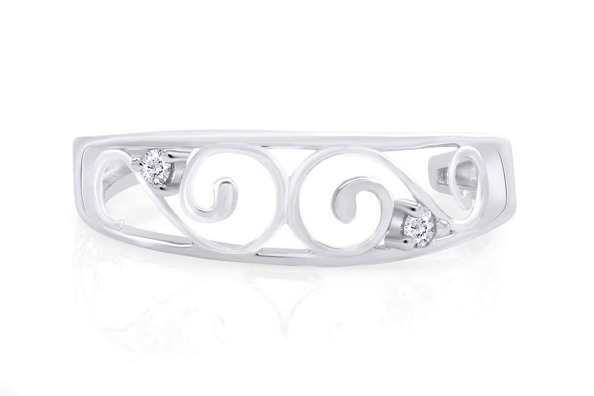 White Natural Round Diamond Accent 14k White Gold Filigree Style Adjustable Toe Ring (I-J Color, I2-I3 Clarity)
