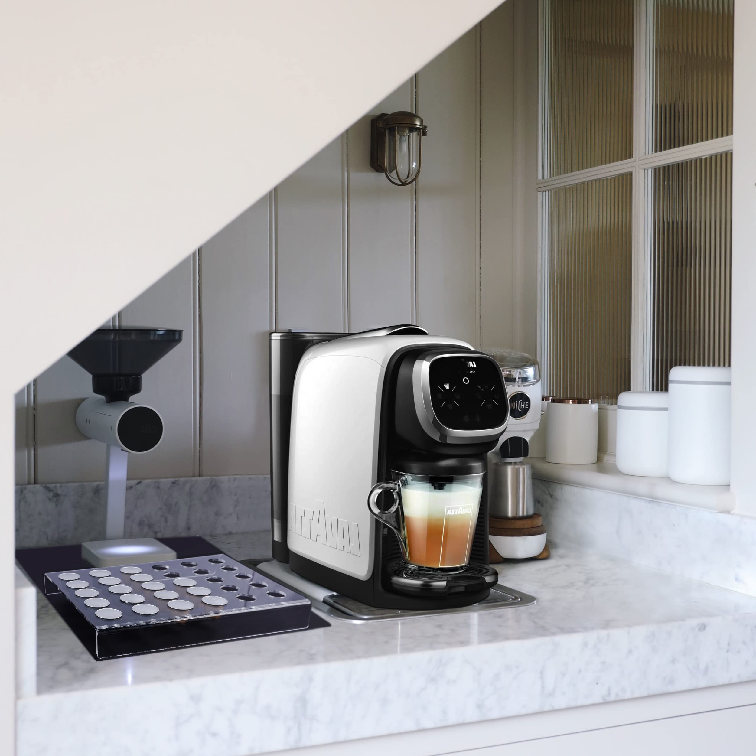 XIAOMANSHANGWU Coffee Pod Holder Organizer Tray,Clear Acrylic Coffee Pod Organizer for 30 Nespresso Capsule Pods,Countertop or In Drawer Storage for Office,Home or Kitchen, 30 Pods