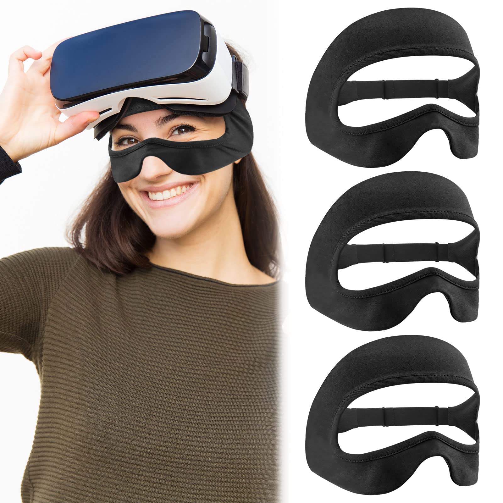 VR Eye Mask Cover Adjustable Elastic Sweat Band for Meta/Oculus Quest 2 Accessories Virtual Reality Headsets Accessories, Breathable Washable Facemask Cover for Use VR Workouts Supernatual (3PCS)