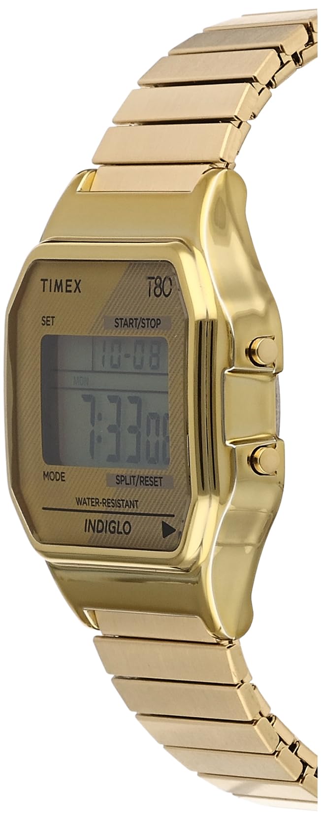 Timex T80 34mm unisex-adult Watch โ Gold-Tone with Stainless Steel Expansion Band
