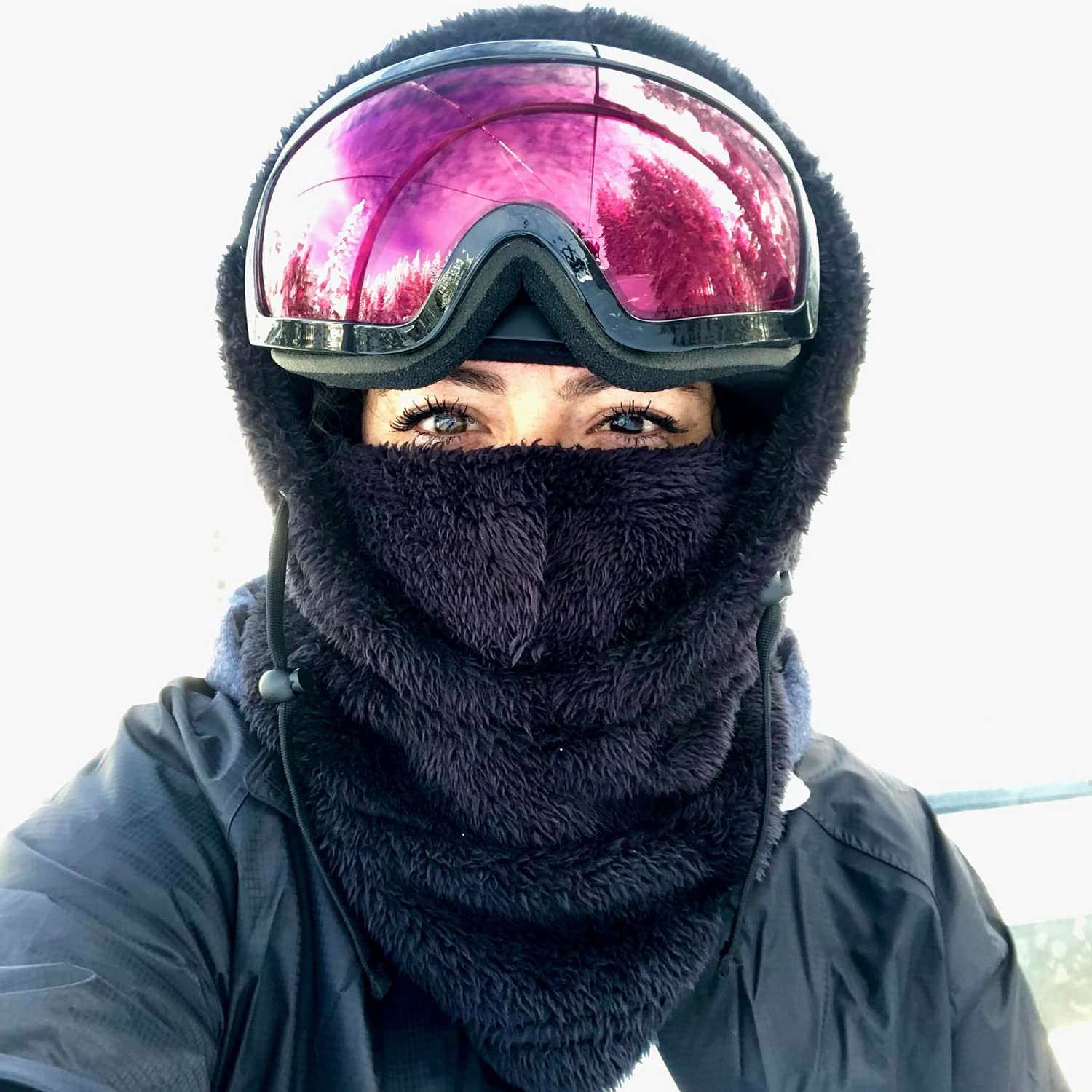 Shy Velvet Balaclava Wind-Resistant Winter Grey Face Mask,Fleece Cold Weather Ski Mask for Outdoor Skiing, Snowboarding, Motorcycling, Biking