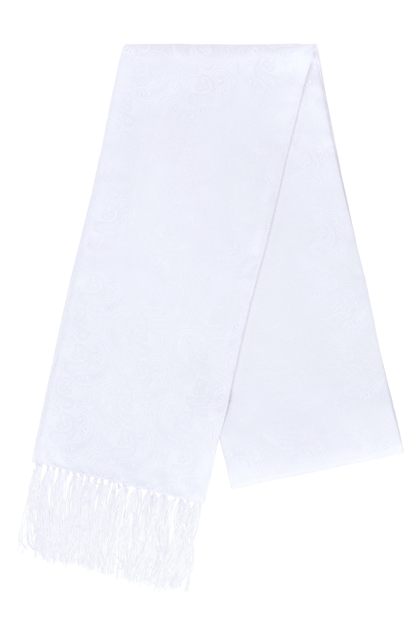 S.H. Churchill & Co. Luxurious Men's Paisley Scarf - Elegant, Soft Silk Blend, Classic Design for Sophisticated Style & Warmth - White