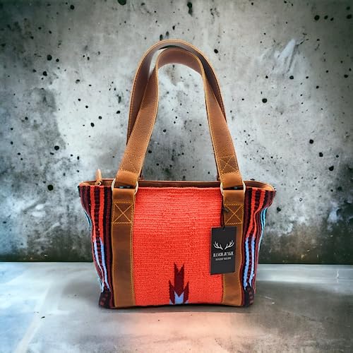 Southwestern Handwoven Wool Leather Boho Tote Purse Western Handbag (Sedona)