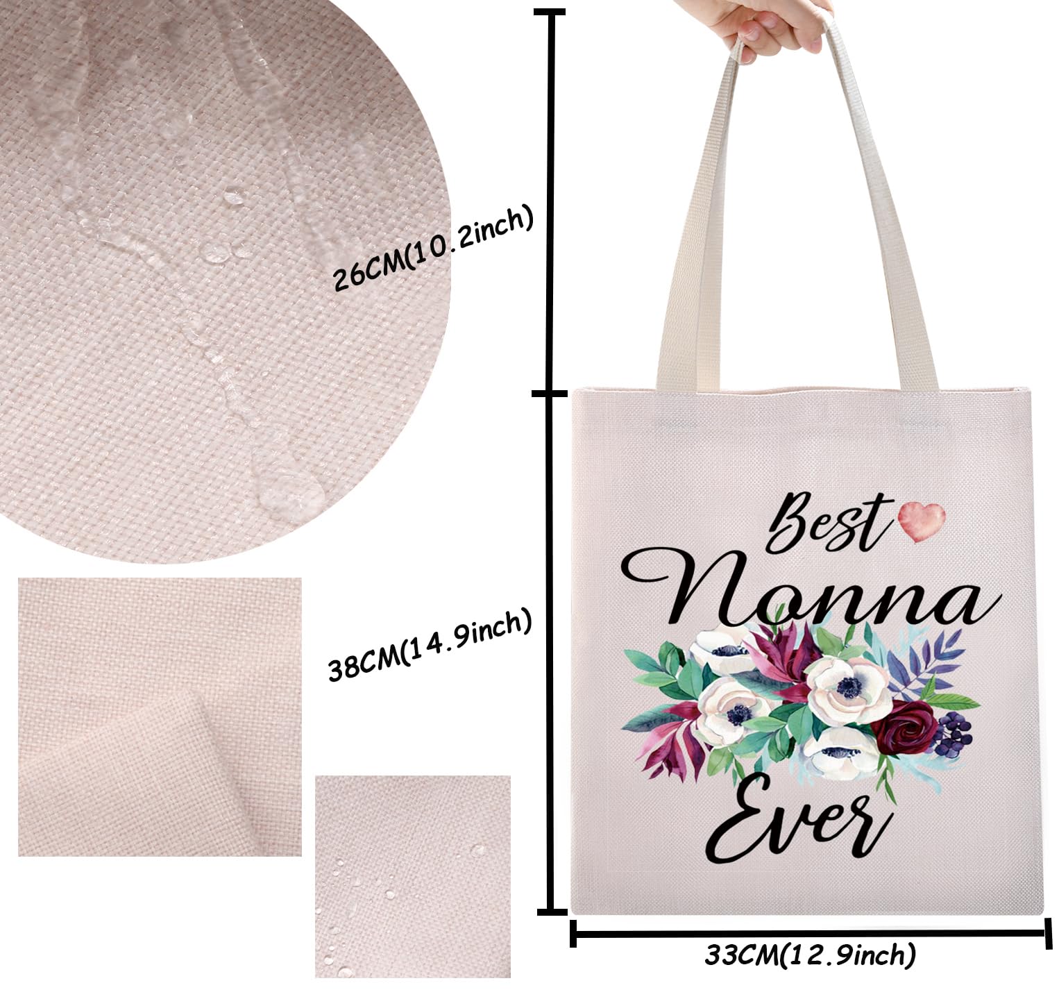 TSOTMO Best Nonna Ever Gift Grandma Gift from Grandchild Nonna Canvas Tote Bag (Nonna canvas)