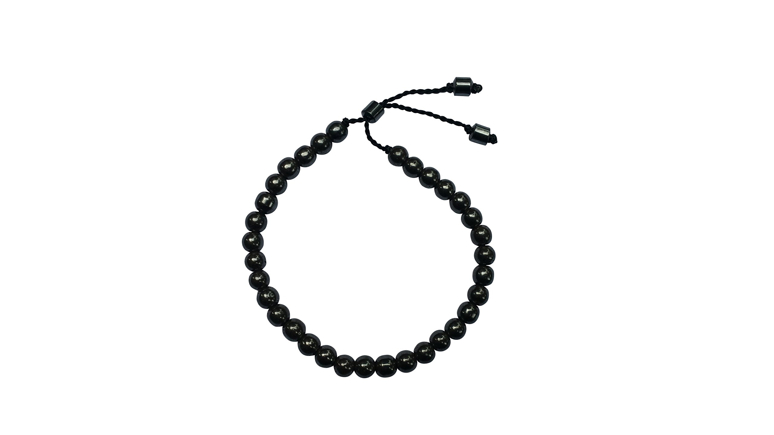 Small Tasbih Bracelet 33-Bead Hematite 6mm Round Beads w/Cylinder Lock and Stops Adjustable