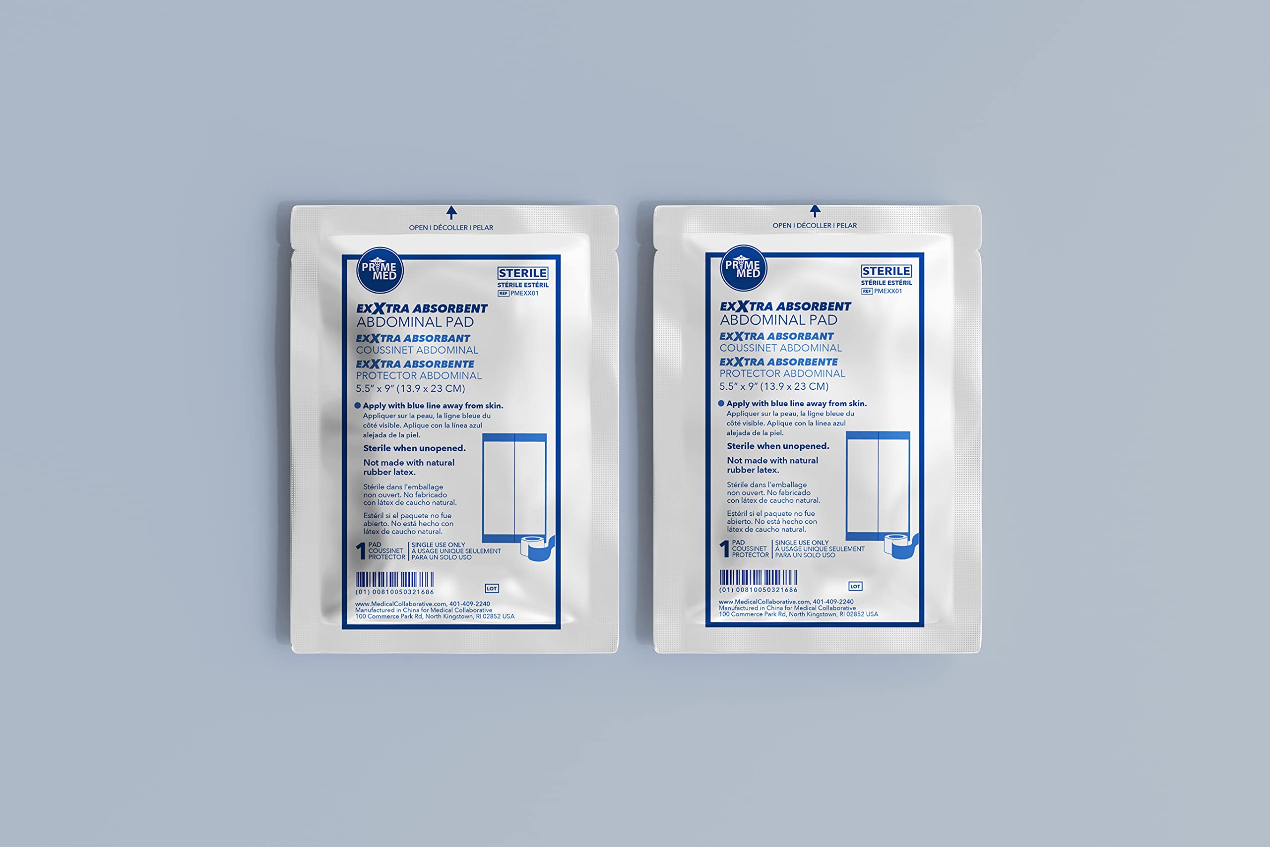 Sterile Abdominal Pad 5 inch x 9 inch Combination Pads, 25 Pack of ABD Pads