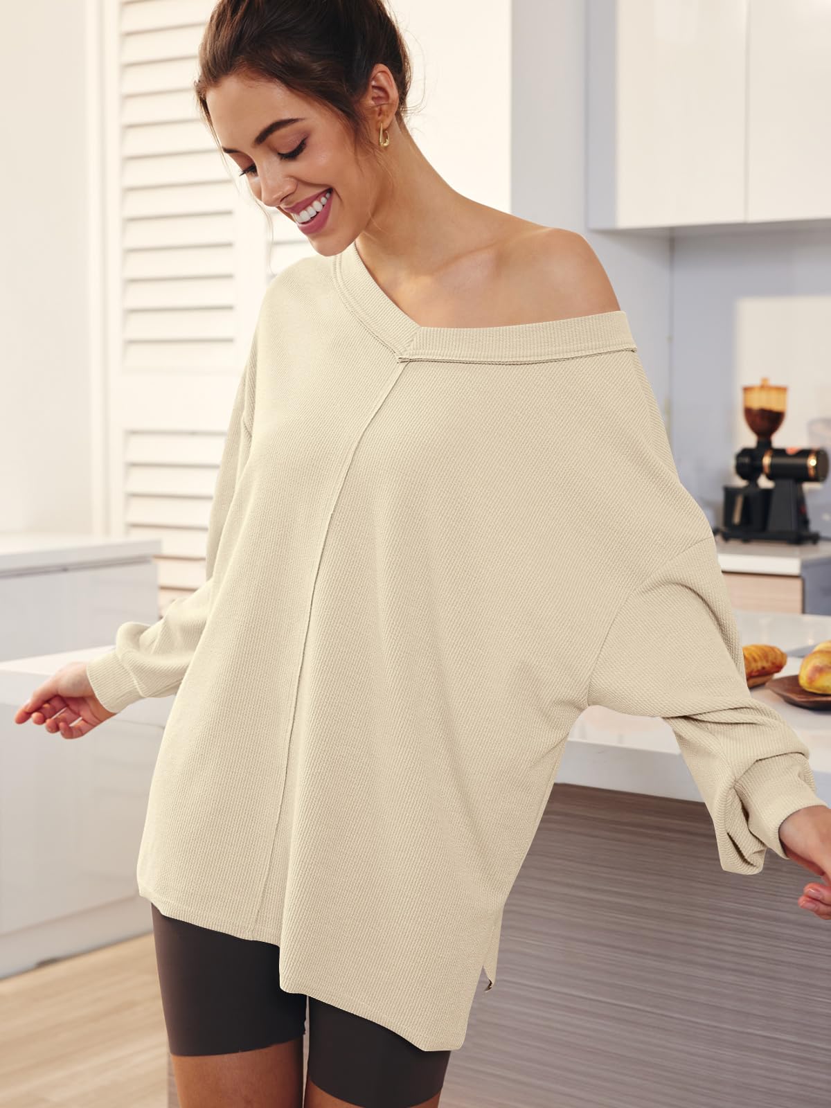 Trendy Queen Womens Oversized Sweatshirts Sweaters Casual Pullover Loose Long Sleeve Tops Shirts Clothes Black