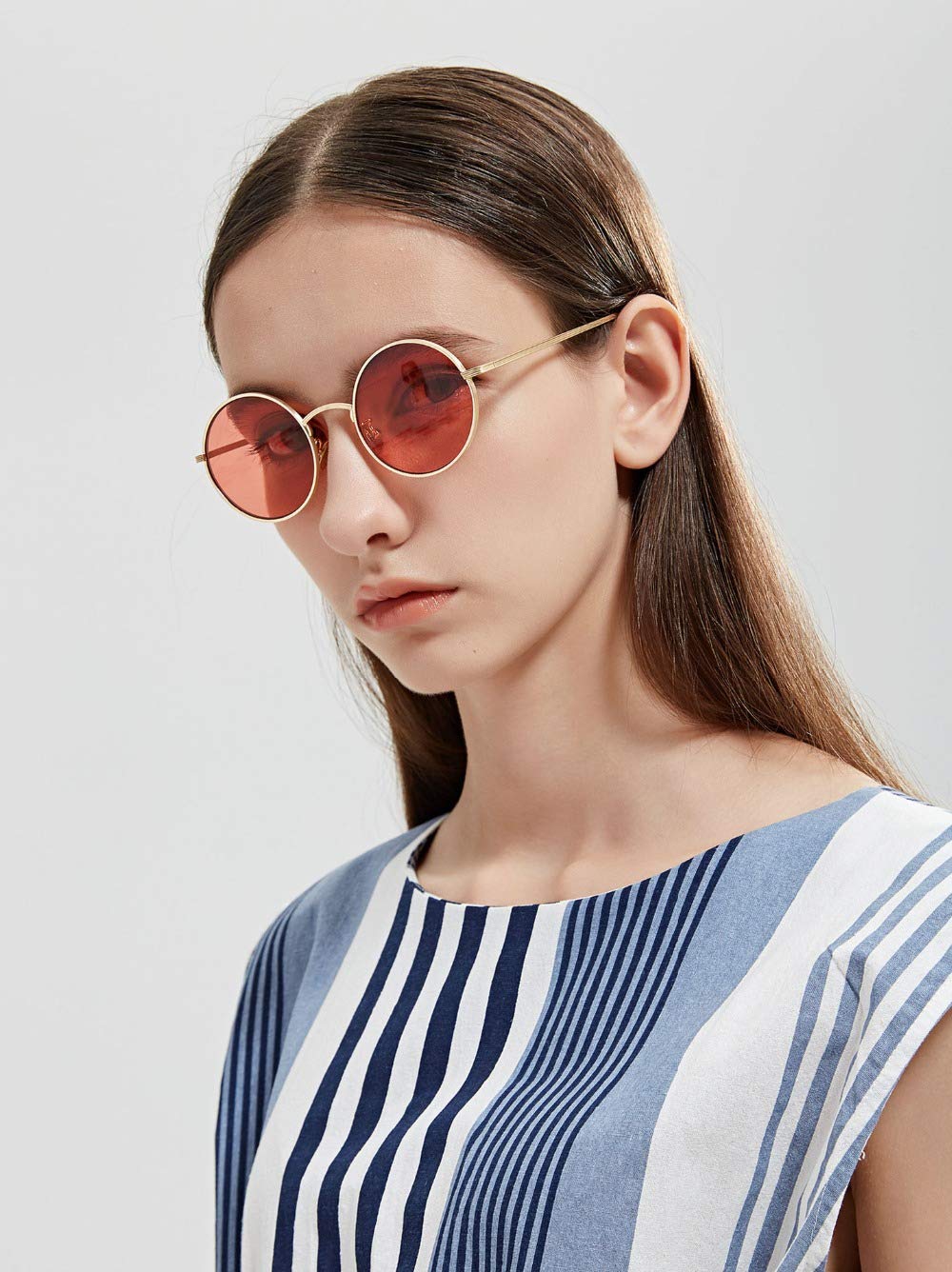 SORVNIO Round Retro Sunglasses Men Women Vintage Small Circle Red Black Hippie Style Sun Glasses
