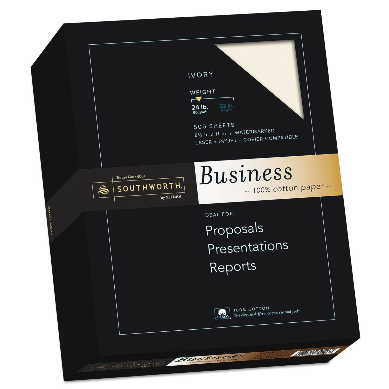 Southworth 3112616 100% Cotton Business Paper Ivory 24 lbs. Wove 8-1/2 x 11 500/Box