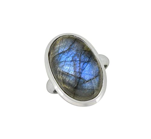 YoTreasure 16x24 MM Labradorite Solid 925 Sterling Silver Statement Ring