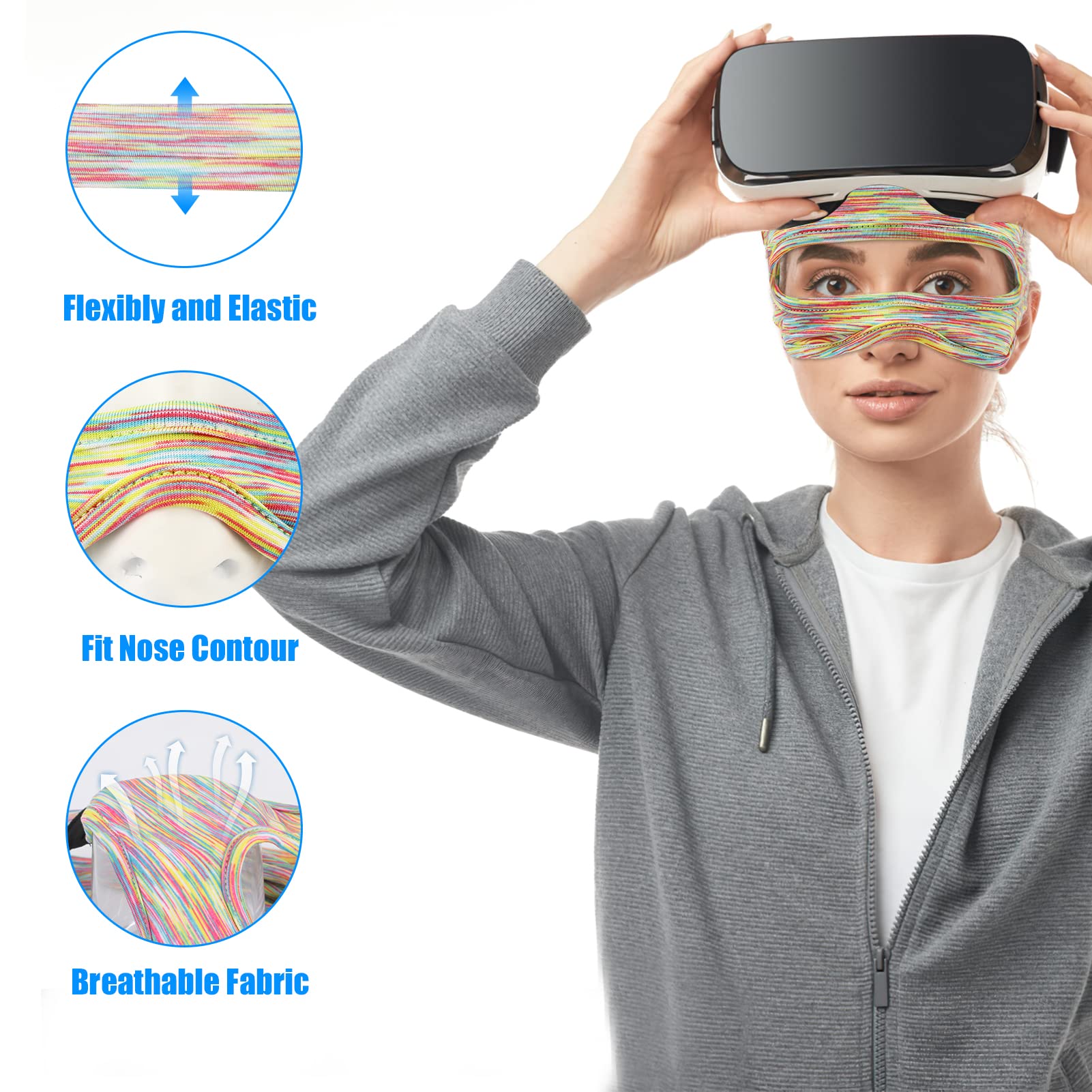 VR Sweat Band for Oculus Quest 2 Sweat Guard BestMal Breathable VR Eye Mask Cover Adjustable VR Sweat Mask VR Face Mask for VR Workouts (3pcs)