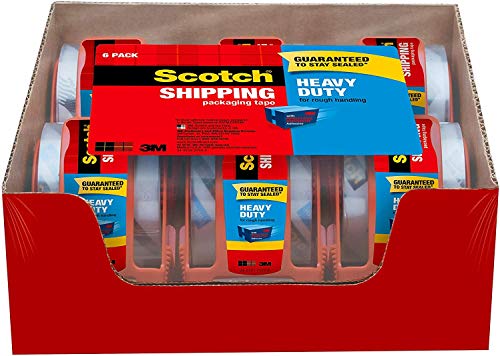 Scotch Tape Heavy Duty Shipping Packaging Tape, 1.88 Inches x 800 Inches, 1.5" Core, Clear, Great for Packing, Shipping & Moving, Rolls with Dispenser (142-6) (2 Pack), 12 Rolls (548415484564864)