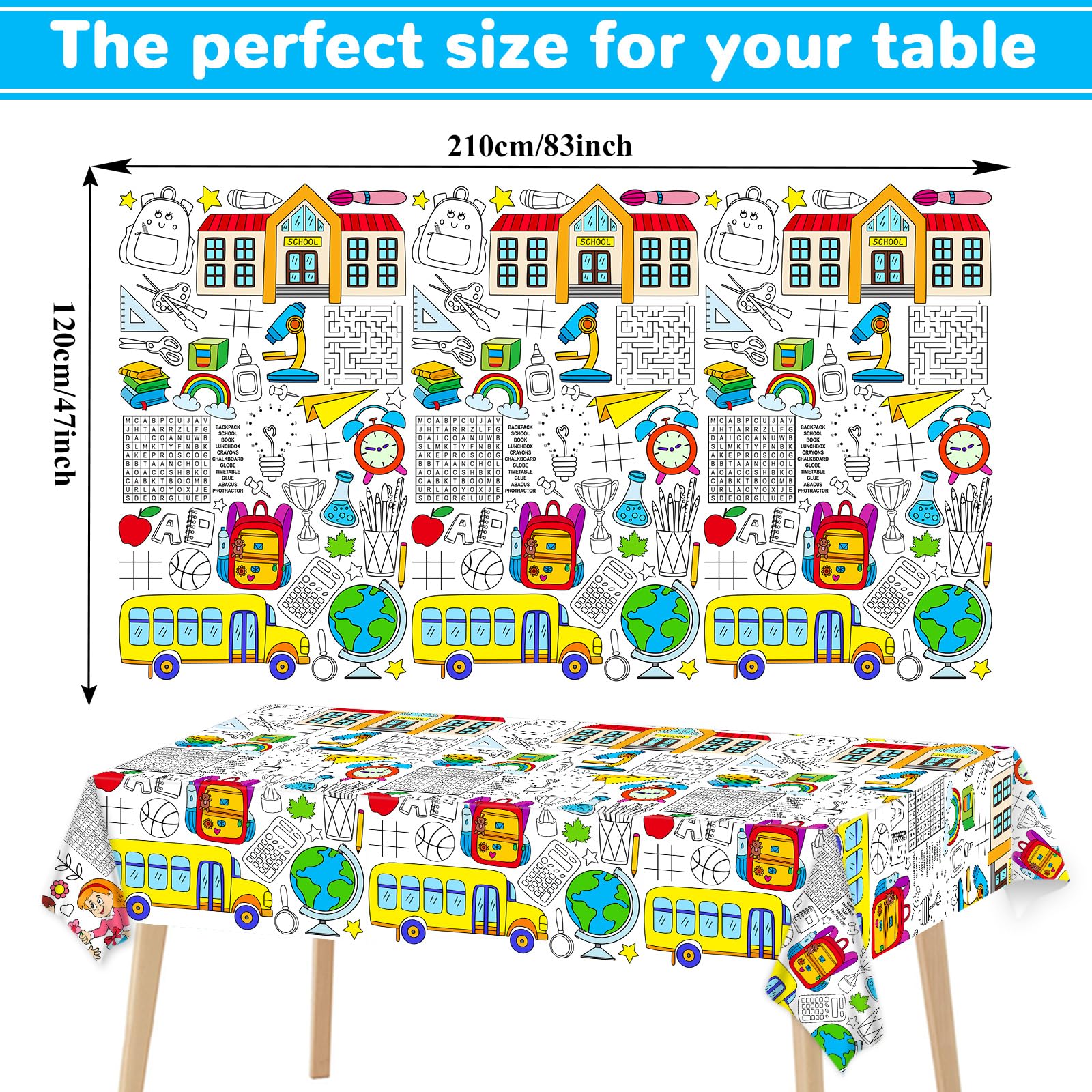 Qyeahkj Giant Fall Coloring Tablecloth Huge Autumn World Posters Large Color-in Paper Poster Table Cover Arts and Crafts