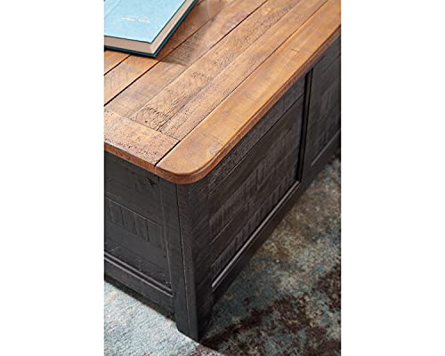 Signature Design by Ashley Dashbury Rustic Farmhouse Storage Trunk or Coffee Table, Antique Black & Brown