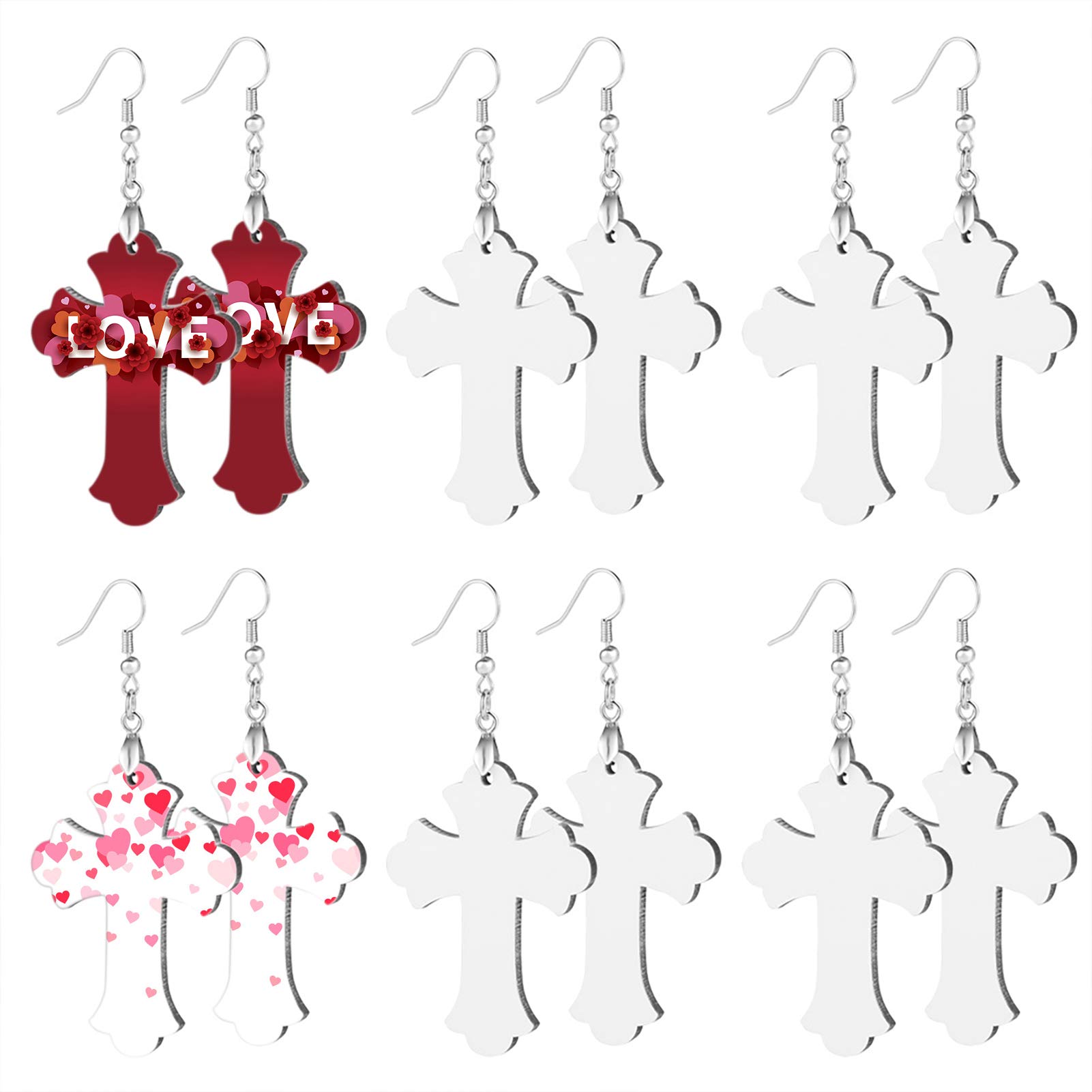 Sublimation Blanks Earring, MDF Sublimation Printing Dangle Earrings for for Women Girls, Cross