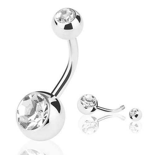 SoundsBeauty 15 Pieces Women Belly Bars Navel Buttons Rings Colored Rhinestone Inlay Body Piercing Barbells Random Color