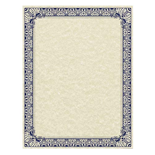 Southworth Parchment Certificates, Retro, 8.5 X 11, Ivory with Blue/Silver Foil Border, 50/Pack