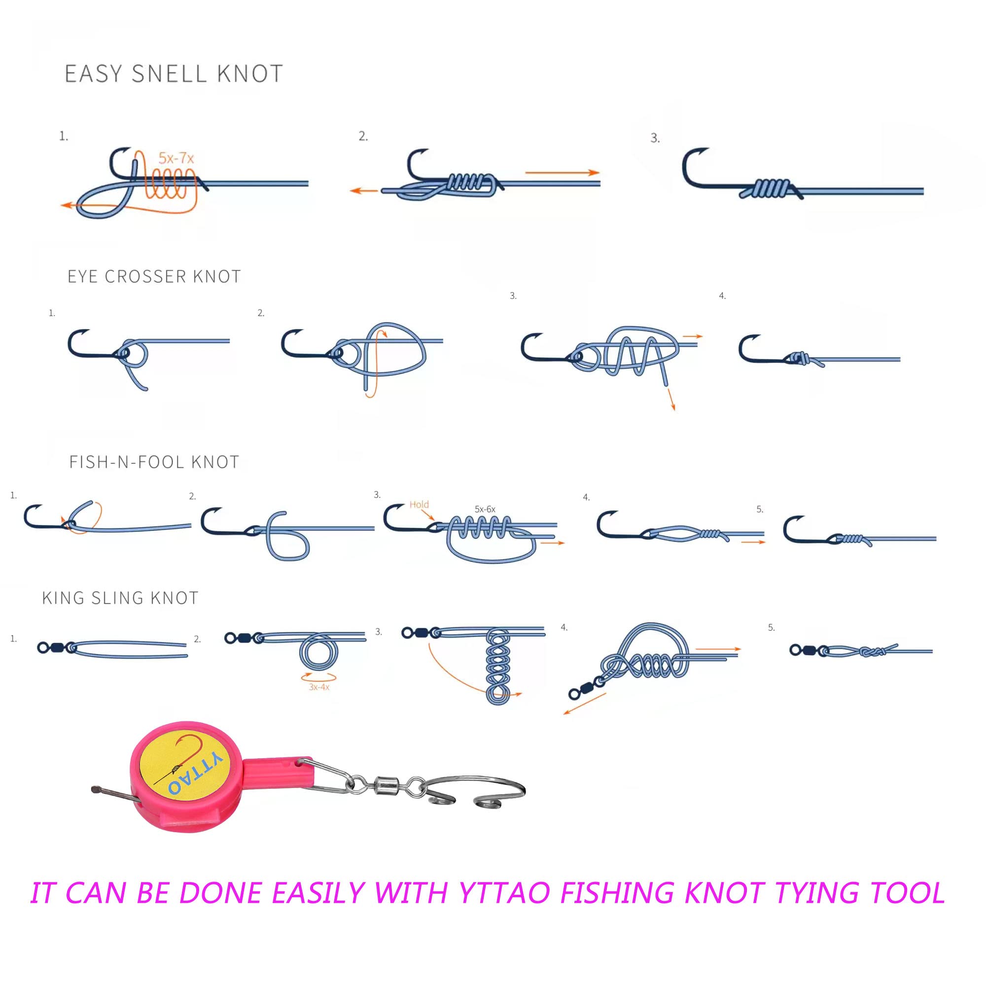 TTAO Fishing Gear Knot Tying Tool for Hooks Jigs Swivels Professional (Pink)
