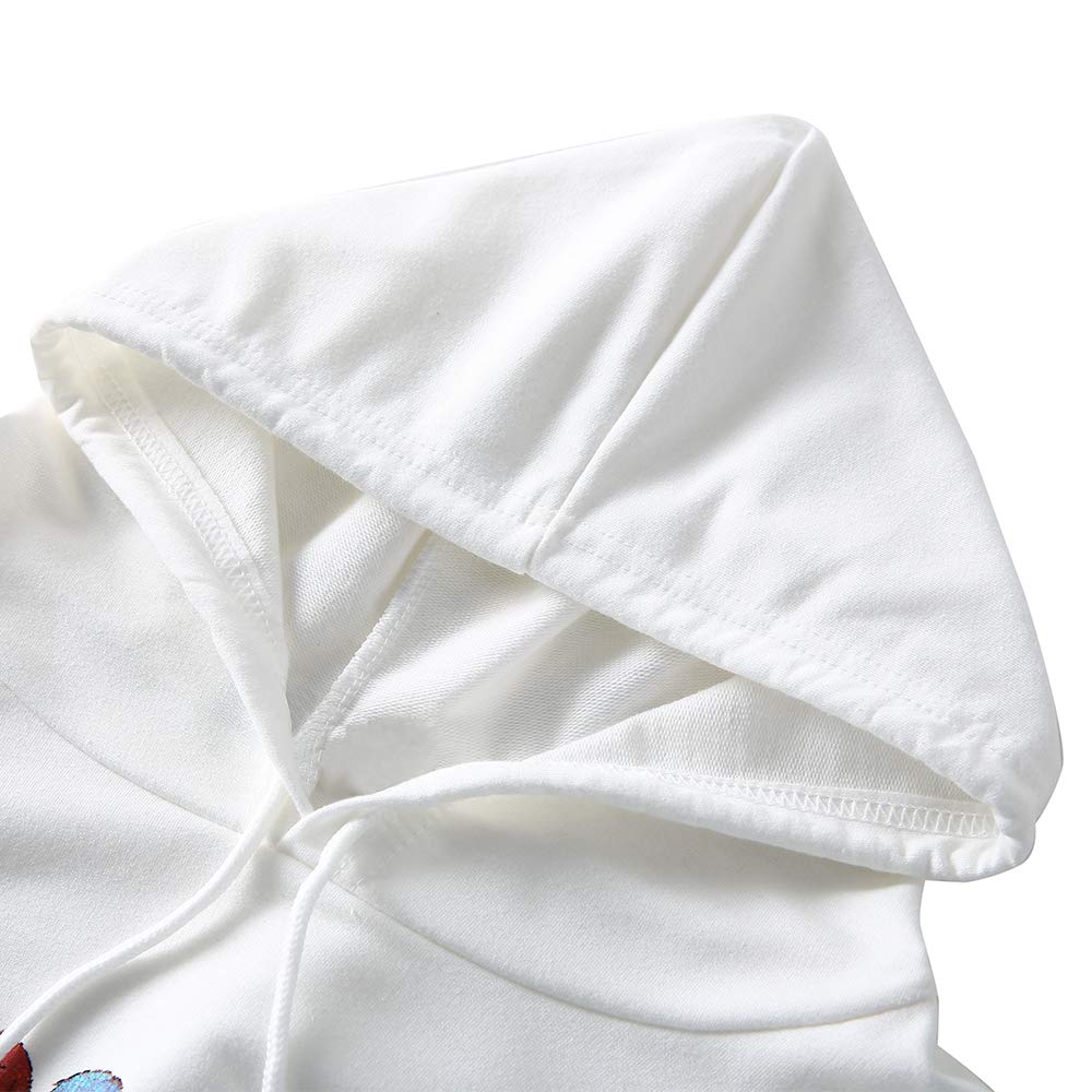 ZSYKD Women's Letter Print Long Sleeve Crop Top Hoodies Sweatshirt White