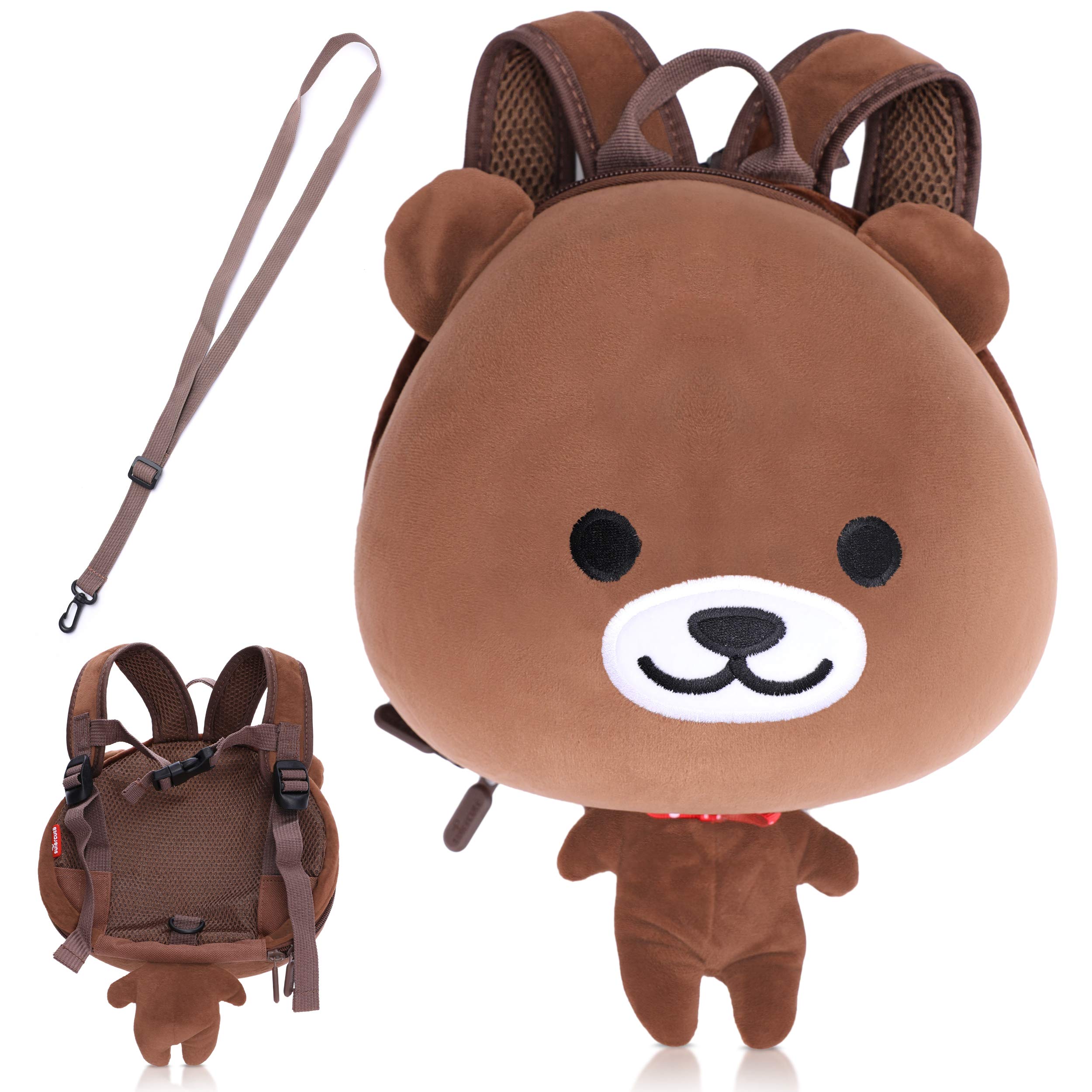 Supercute Bear Backpack with Harness and Teather - Brown