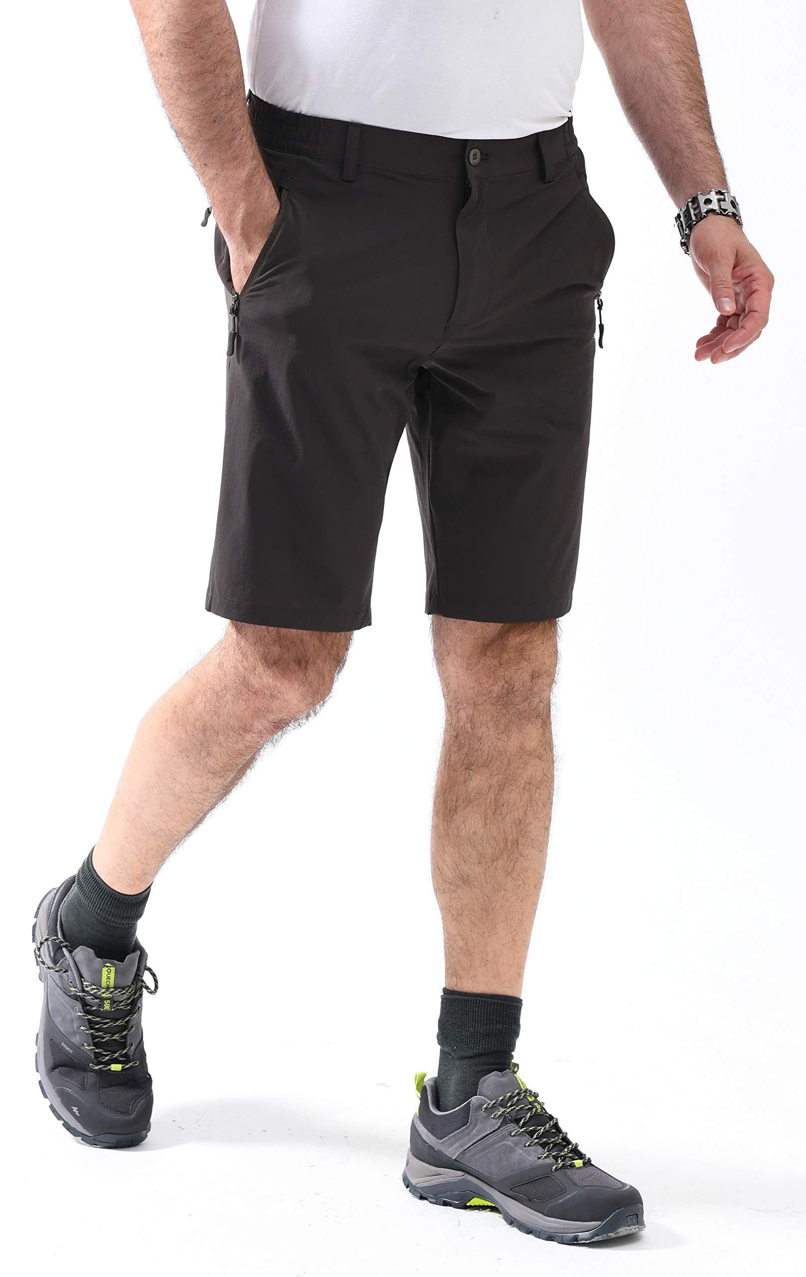 SVACUAM Men's Lightweight Breathable Soft Quick Dry Hiking Shorts(Dark Grey,38)