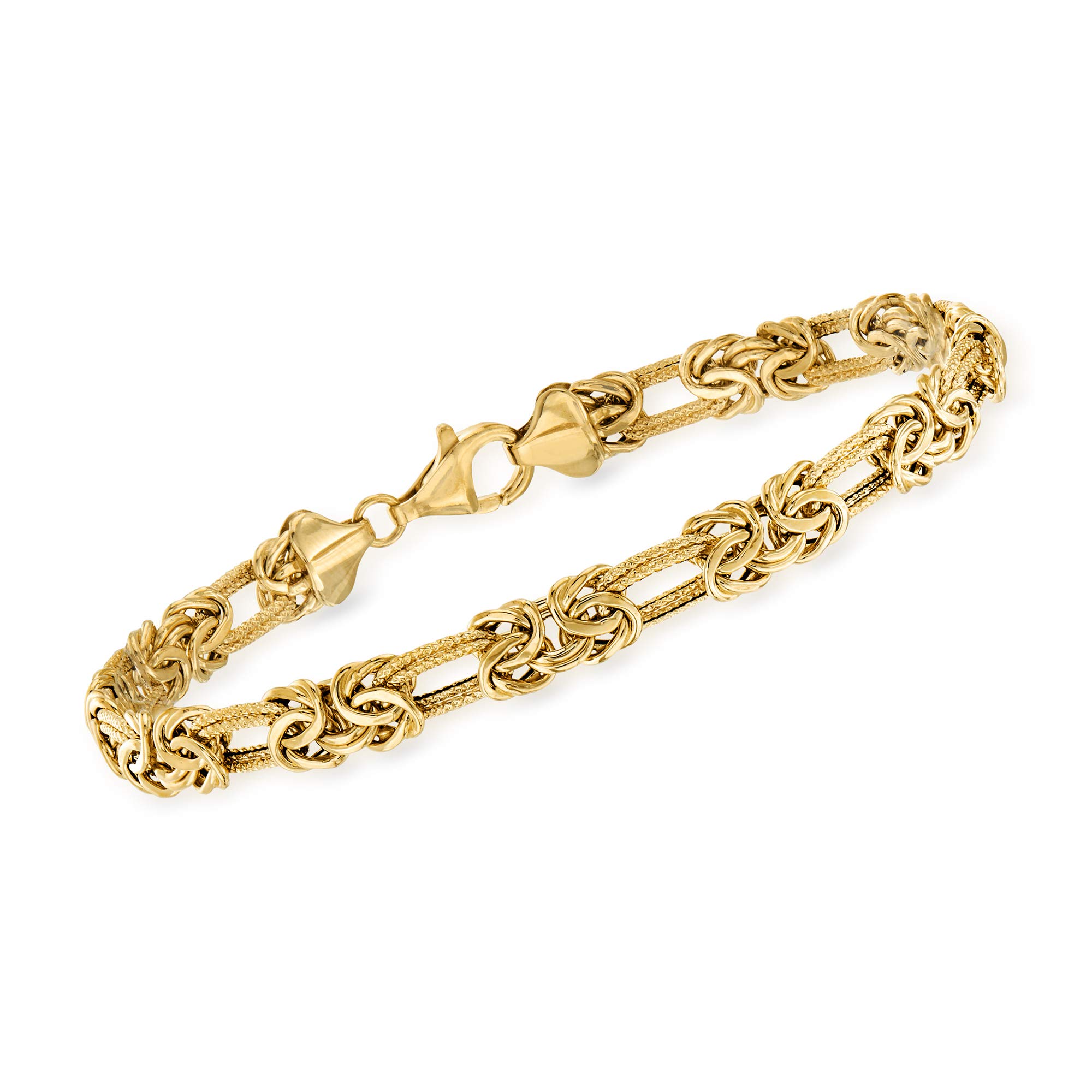 Ross-Simons 14kt Yellow Gold Flat Byzantine Double-Link Bracelet. 7 inches