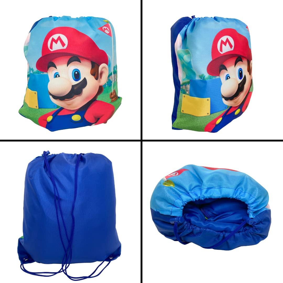 Super Mario Kids Soft Lightweight 2 Piece Sleeping/Slumber Bag and Sling Bag Set, 46"(L) X 26"(W), (Official Licensed Nintendo Product) by Franco