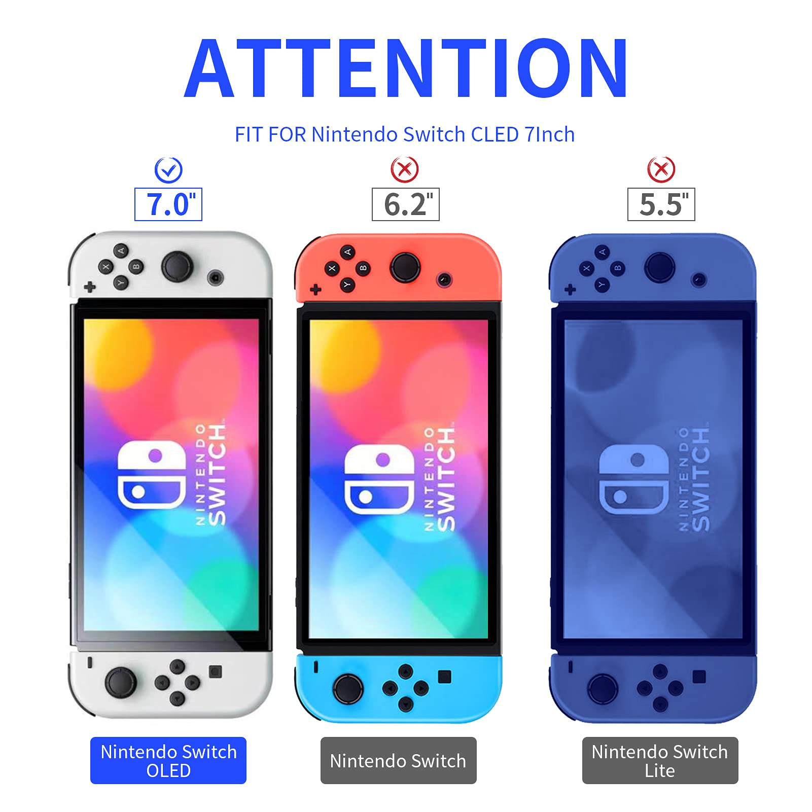 ZXYWEI (3-Pack Tempered Glass Screen Protector Compatible with Nintendo Switch OLED Model Anti-Scratch Ultra-Thin 0.33mm Clear Glass Film Replacement for Nintendo Switch OLED Accessories (7 Inches)