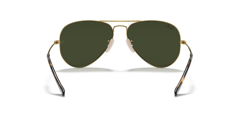 Ray-Ban RB3025 Aviator Large Metal Non-Polarized Sunglasses For Men For Women Gold/Green + BUNDLE with Designer iWear Eyewear Kit