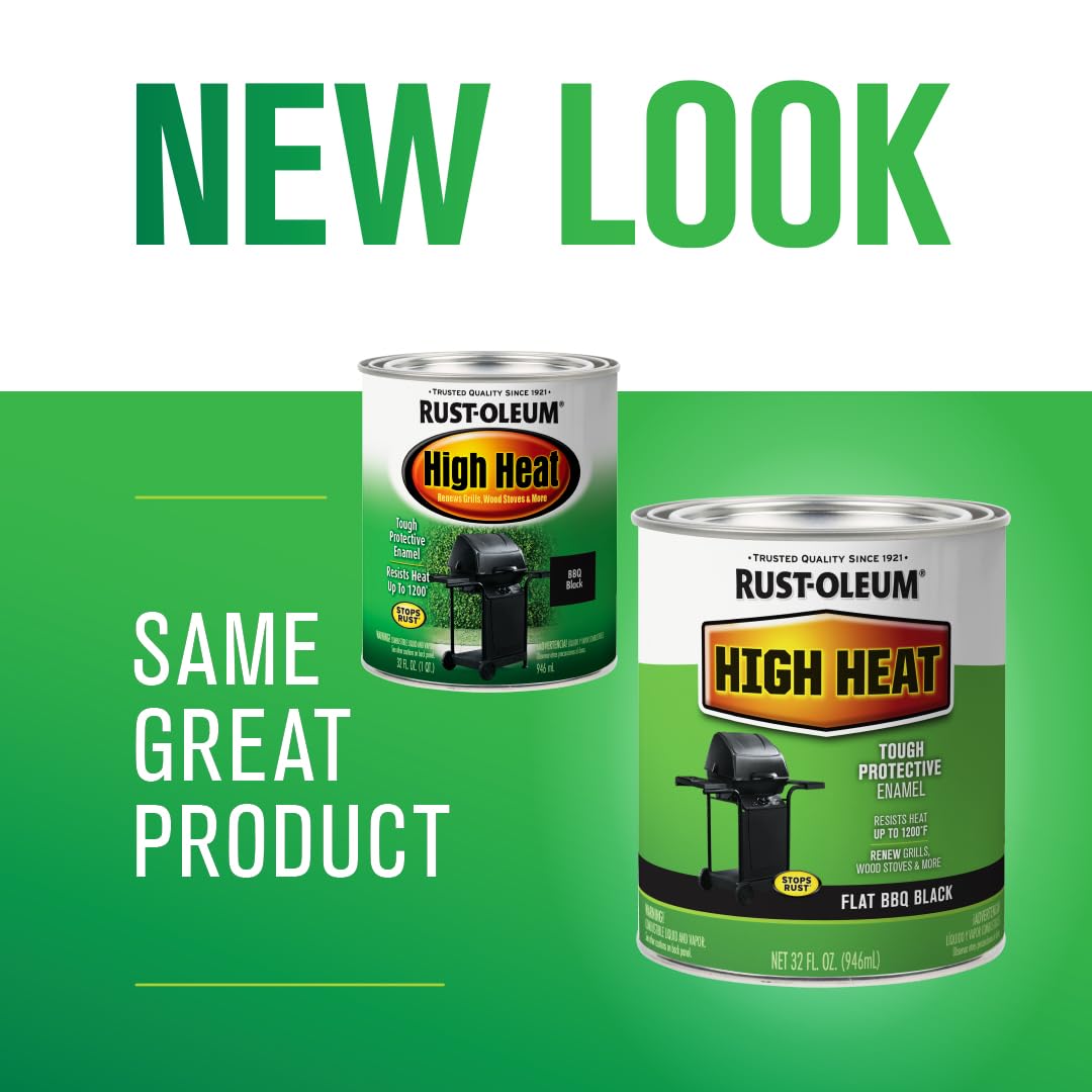 Rust-Oleum 7778502 High Brush On Paint Heat Protective Enamel, 32 Fl Oz (Pack of 1), Bar-B-Que Black