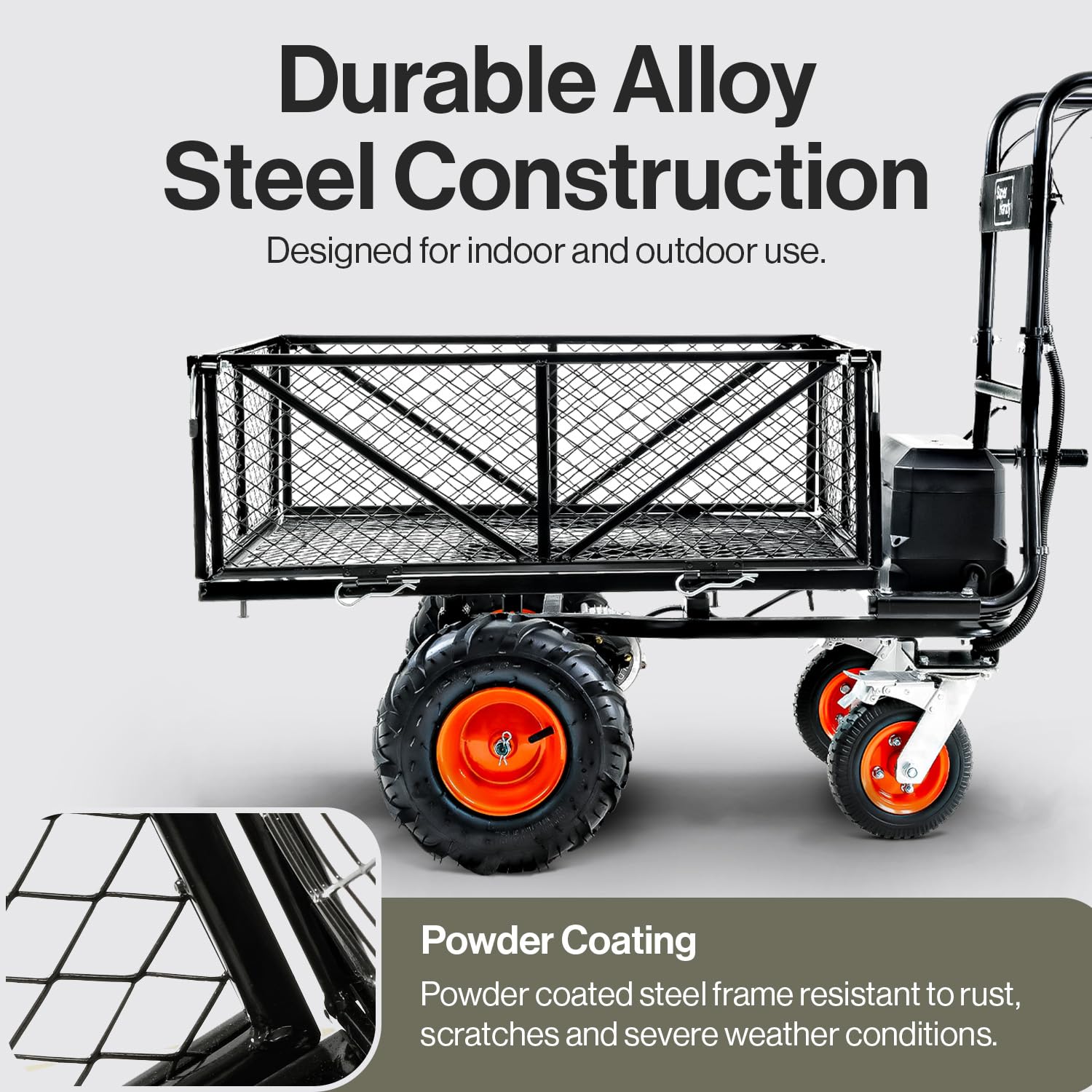 SuperHandy Utility Service Cart Power Wagon Wheelbarrow Electric 48V DC Li-Ion Powered 660Lbs Load and 1000Lbs+ Hauling Capacity Farm and Garden All Purpose Modular Cargo Bed