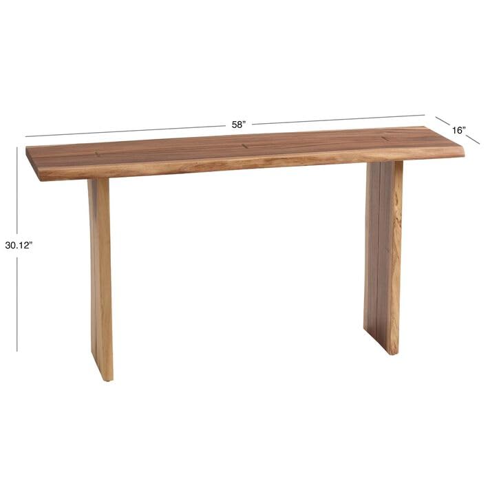 Rustic Pecan Live Edge Wood Console Table, Console Table Features a Live Edge, Modern, Wood Console Tables, End Tables, Console Table Family Friendly Foyer Tables