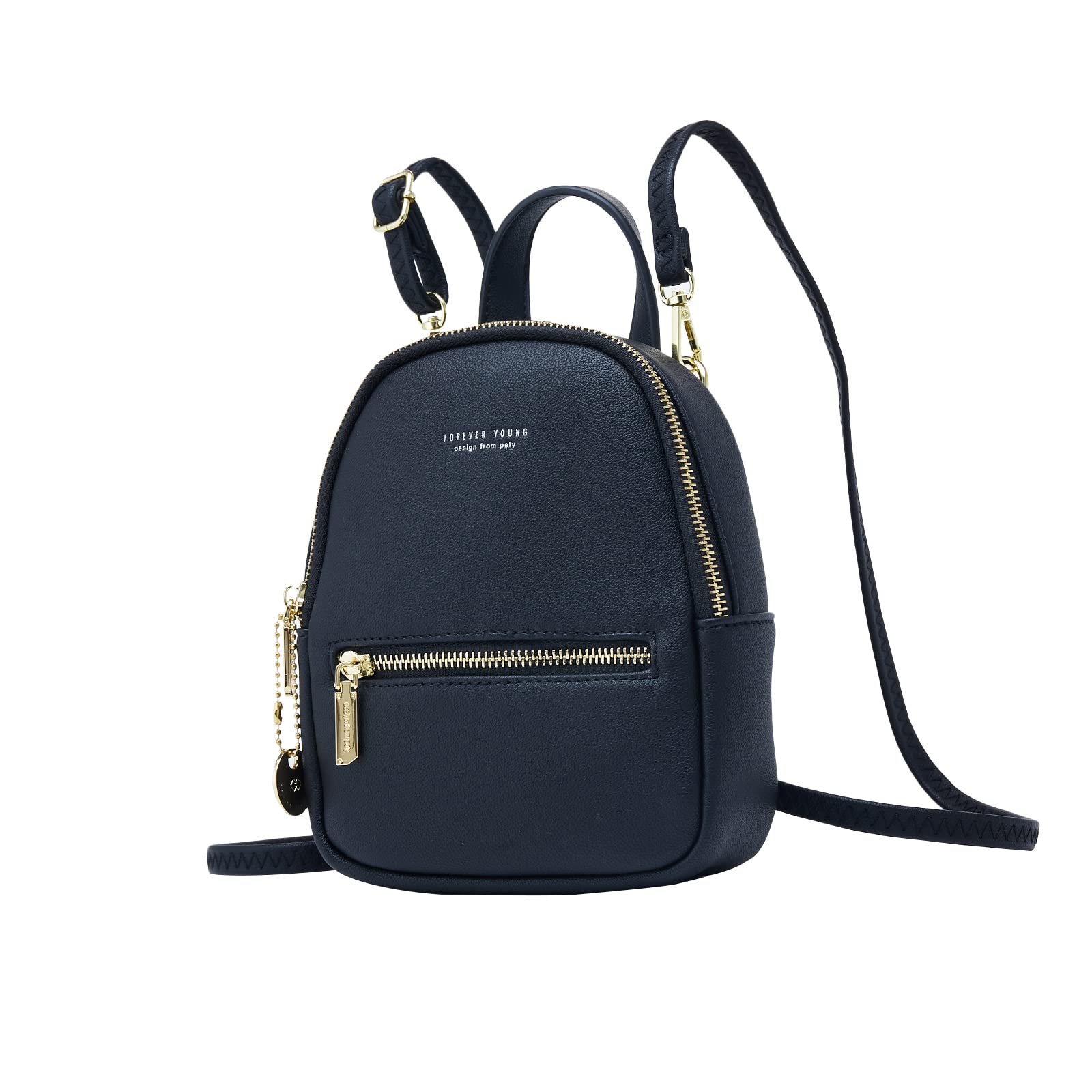 PIERRELOUES Mini Backpack Purse for Women PU Leather Crossbody Bags Cell Phone Wallets Handbags Clutch-Black