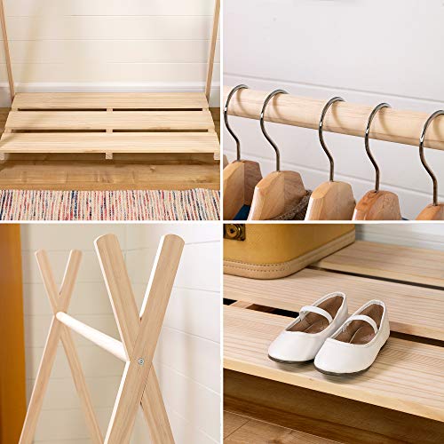 South Shore Sweedi Scandinavian Clothes Rack for Kids-Natural Pine