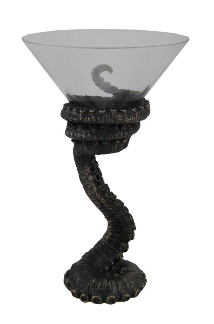 Zeckos Bronze Finish Octopus Tentacle Martini Glass