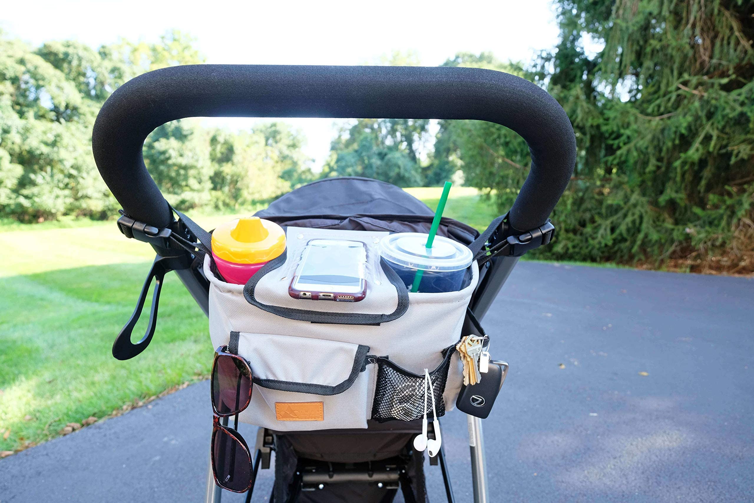 Stroller Organizer With Cup Holders - Carry-All Parent Organizer | Universal Secure Fit, Extra Storage, Easy Installation, Non-Slip | Stroller Accessories Bag | Caddy Parent Console | Shower Gift