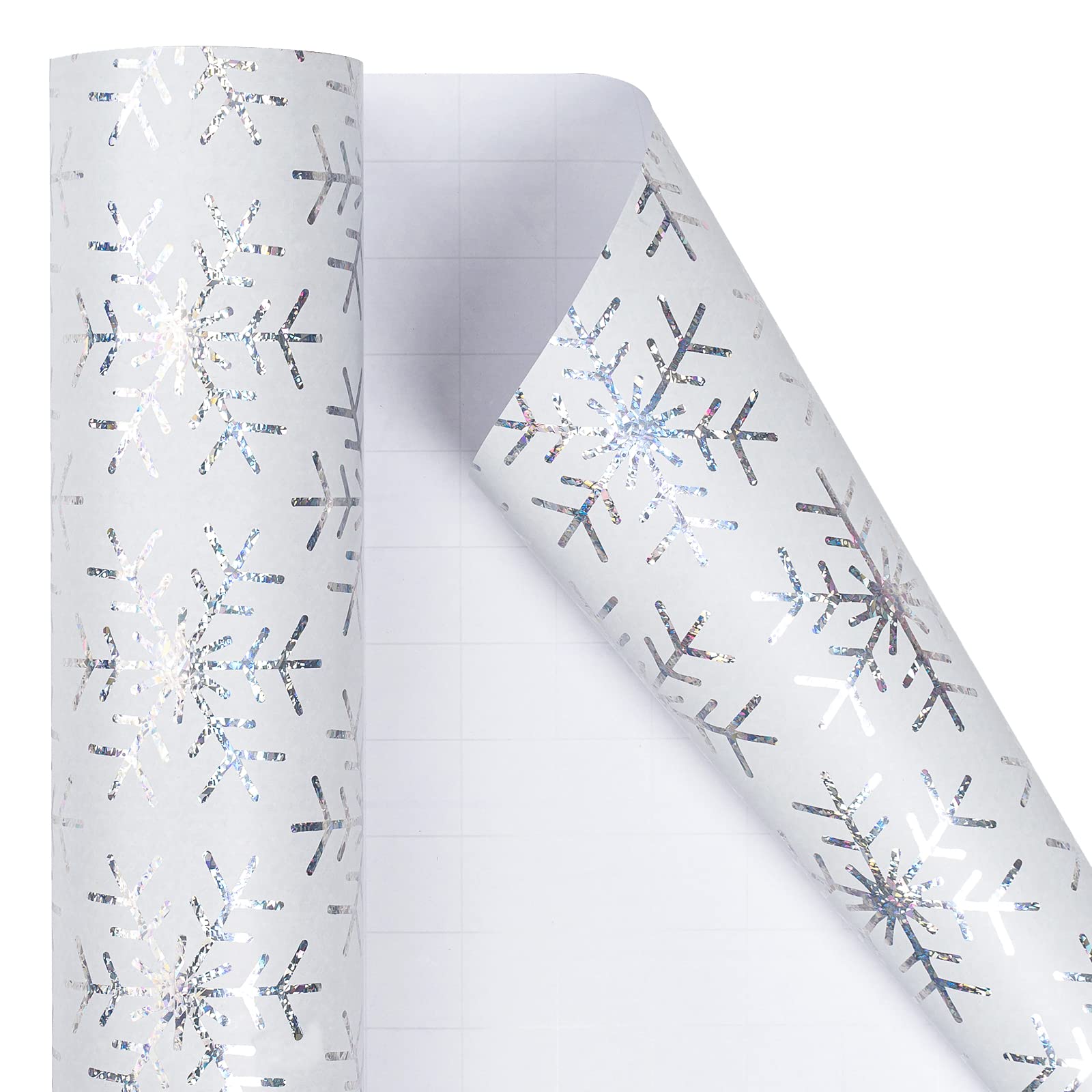 RUSPEPA Christmas Wrapping Paper, Jumbo Roll Wrapping Paper - White Shiney Snowflake Design for Holiday Gift Wrap - 24 Inches x 100 Feet
