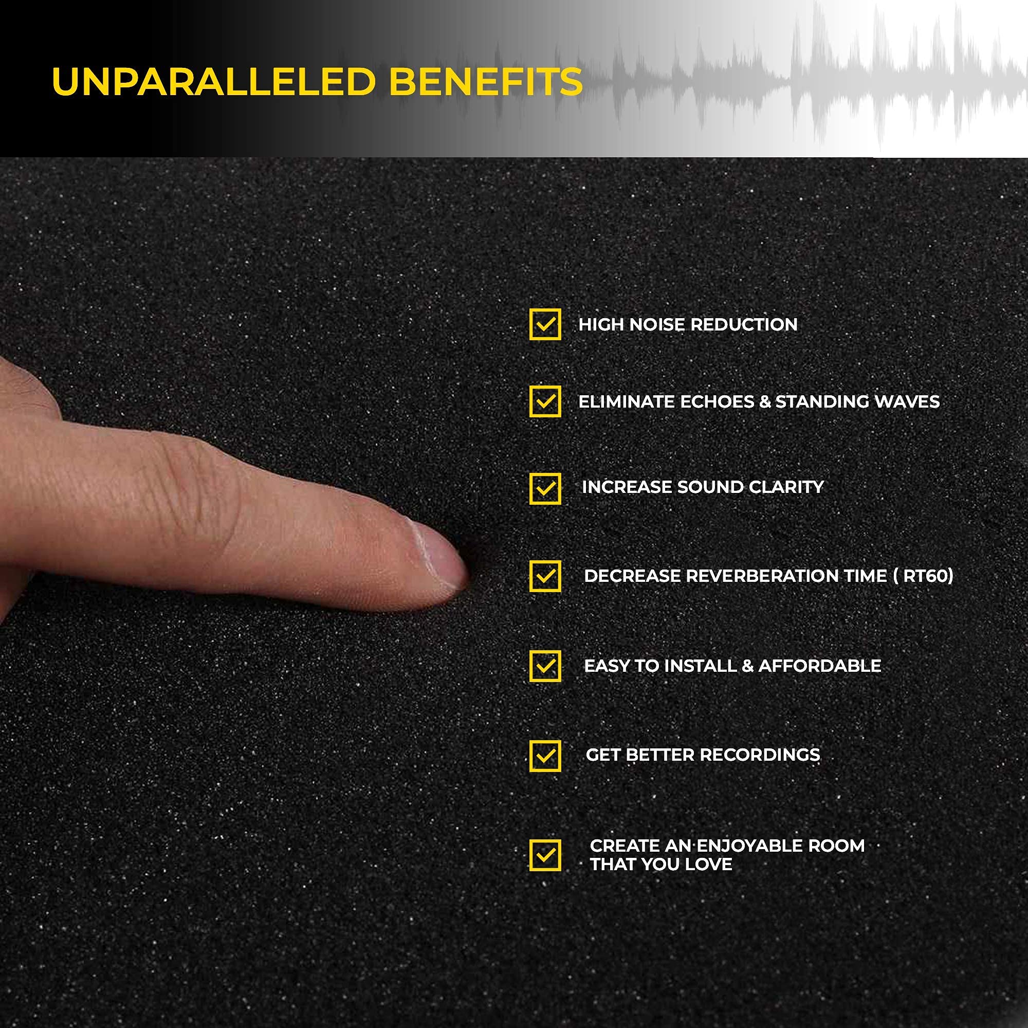 Siless 24 Pack Acoustic Panels 1 X 12 X 12 Inches - Acoustic Foam - Studio Foam Wedges - High Density Panels - Soundproof Wedges - Charcoal