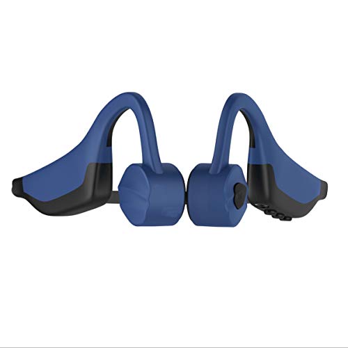 SWMIUSK Waterproof Sweatproof Open-Ear Wireless Bluetooth Bone Conduction Headphones HiFi Stereo with 16GB Independently MP3 Player Support Lossless Music for Gym Running Riding Even Swimming (Blue)