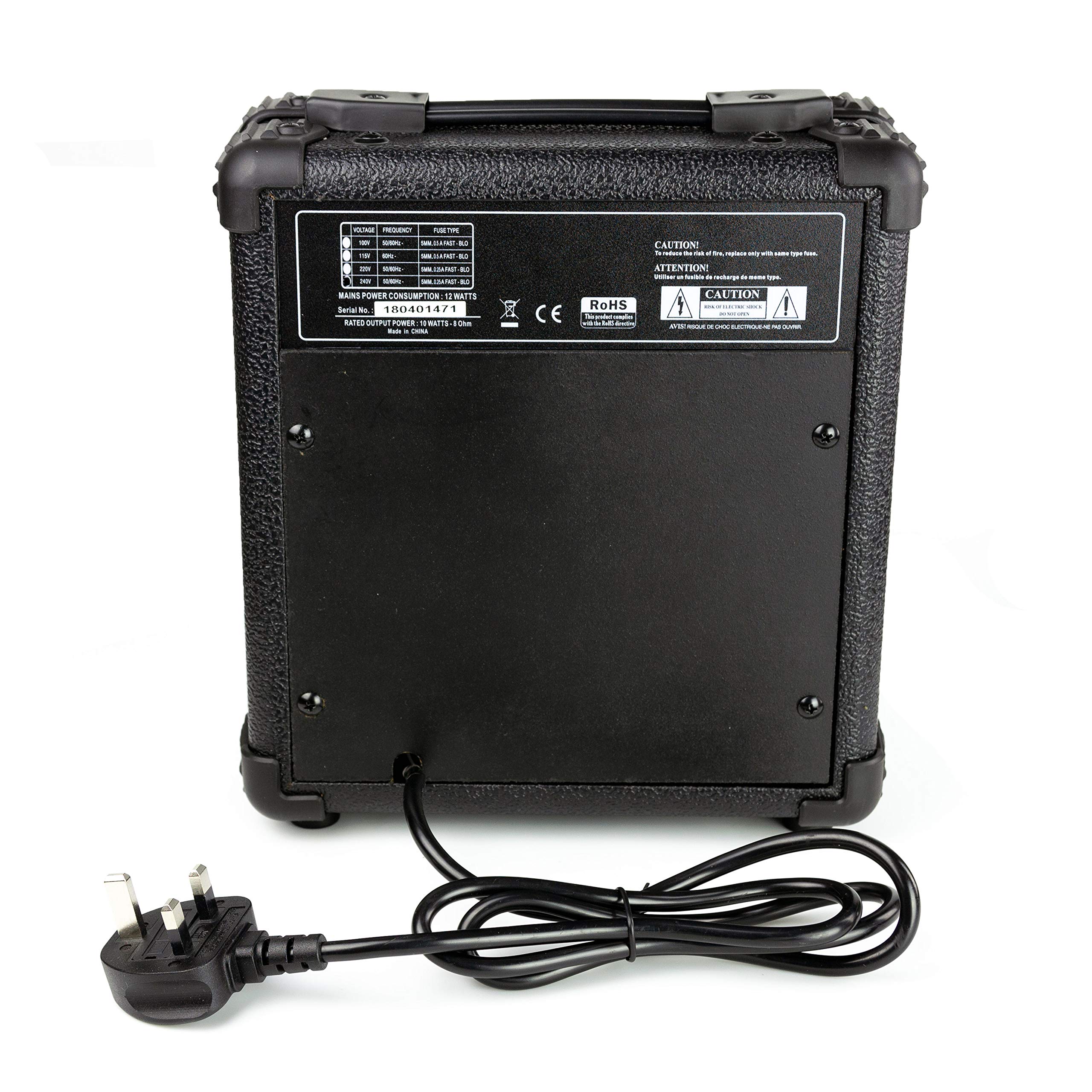 Rockburn 10 Watt Amplifier for Electric Guitar with Overdrive, EQ Controls & Carry Handle (BC-10S-BK)