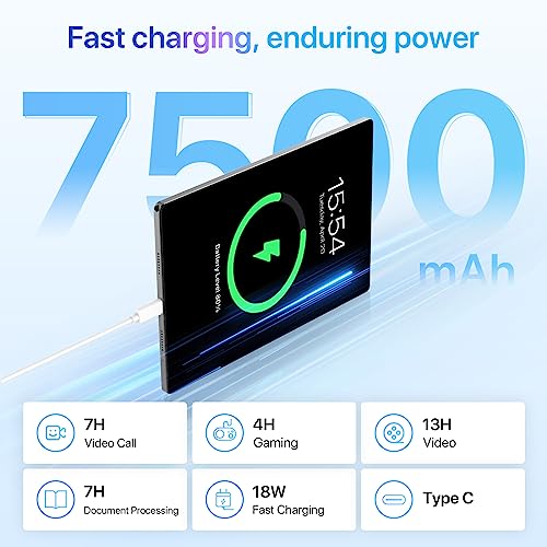 UMIDIGI Unlocked Android 13 Tablet, A13 Tab (8+8) GB RAM +128GB ROM with Cellular and WiFi,10.5 inch FHD Large Display, Support Videline L1, 7500 mAh Mega Battery, Support 1 TB Expandable