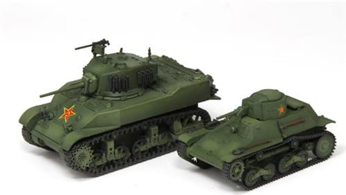 S-Model China PLA Captured Type 97 & M5A1 M5A1 Stuart Light Tank 2 Vehicles Set 1/72 ABS Tank Pre-builded Model