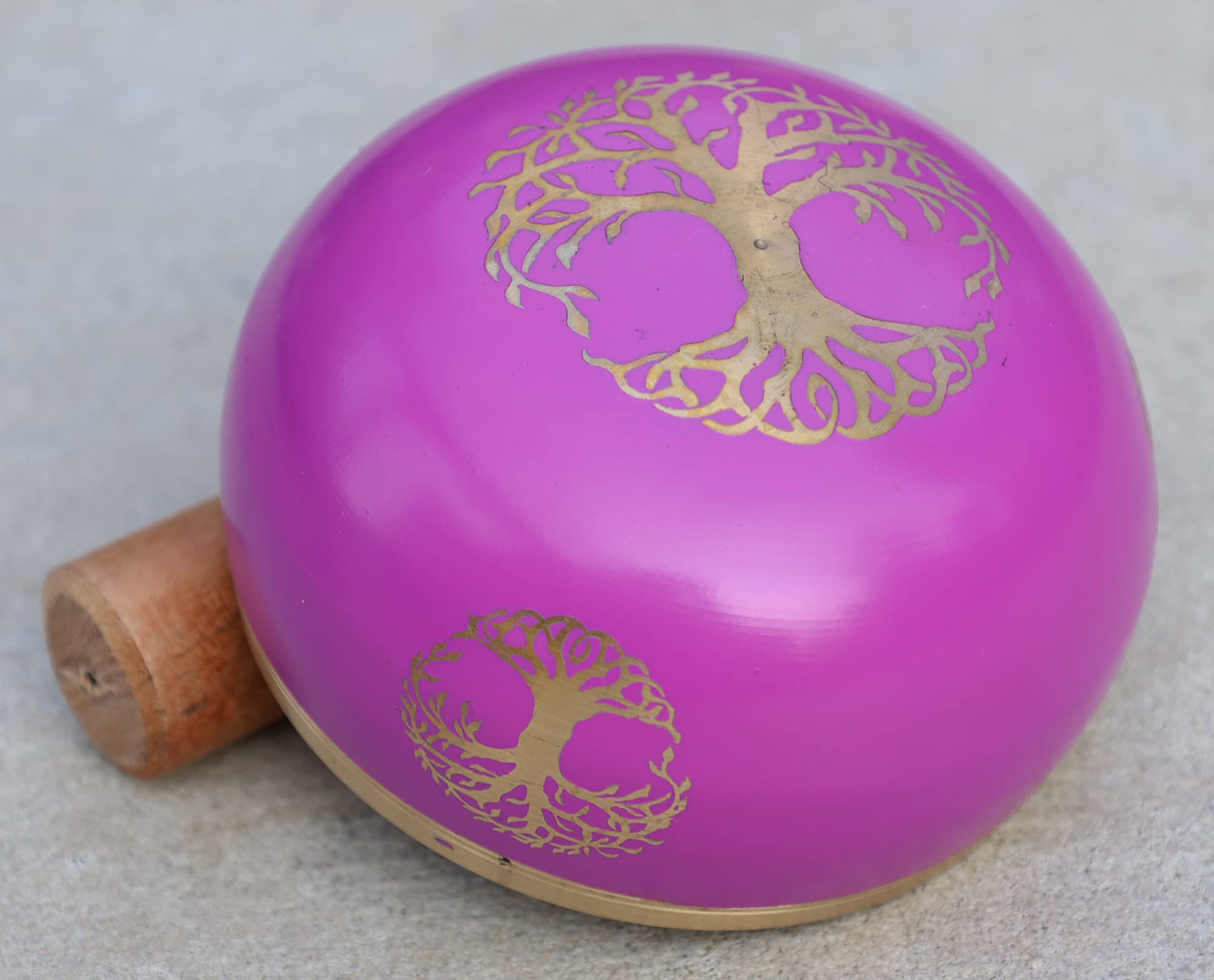 Tree Of Life Singing Bowl Complete Set ~ For Meditation, Yoga, Spiritual Healing and Mindfulness (Pink)