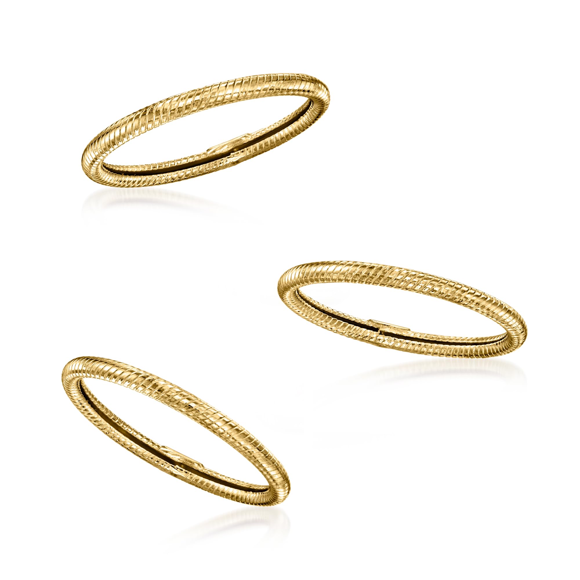 Ross-Simons 18kt Yellow Gold Jewelry Set: 3 Roped Rings. Size 8