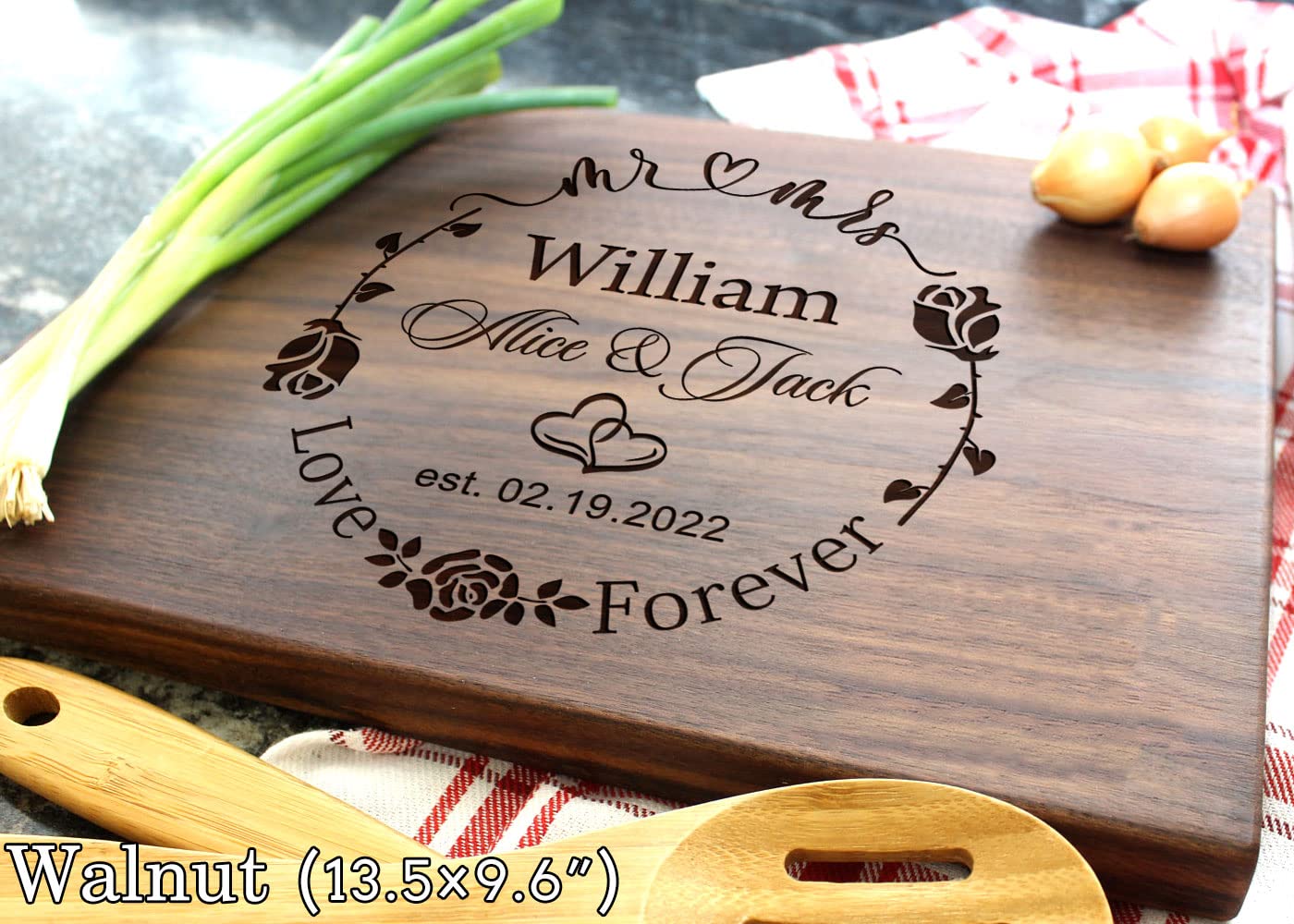 Wedding gifts, Personalized Cutting Boards for Couples, Anniversary, Christmas,Valentines Day, Housewarming Gift - Handmade Customizable Wooden Kitchen Decor Gift for New Homeowners