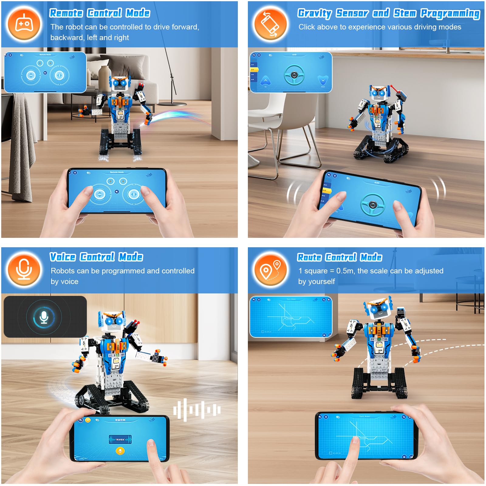 Serrelim STEM Robot Building Kit, App & Remote Control Robot Building Kits for Kids 6-12, 447 Pieces Educational DIY Engineering Blocks for 6+ Years Old Boys & Girls