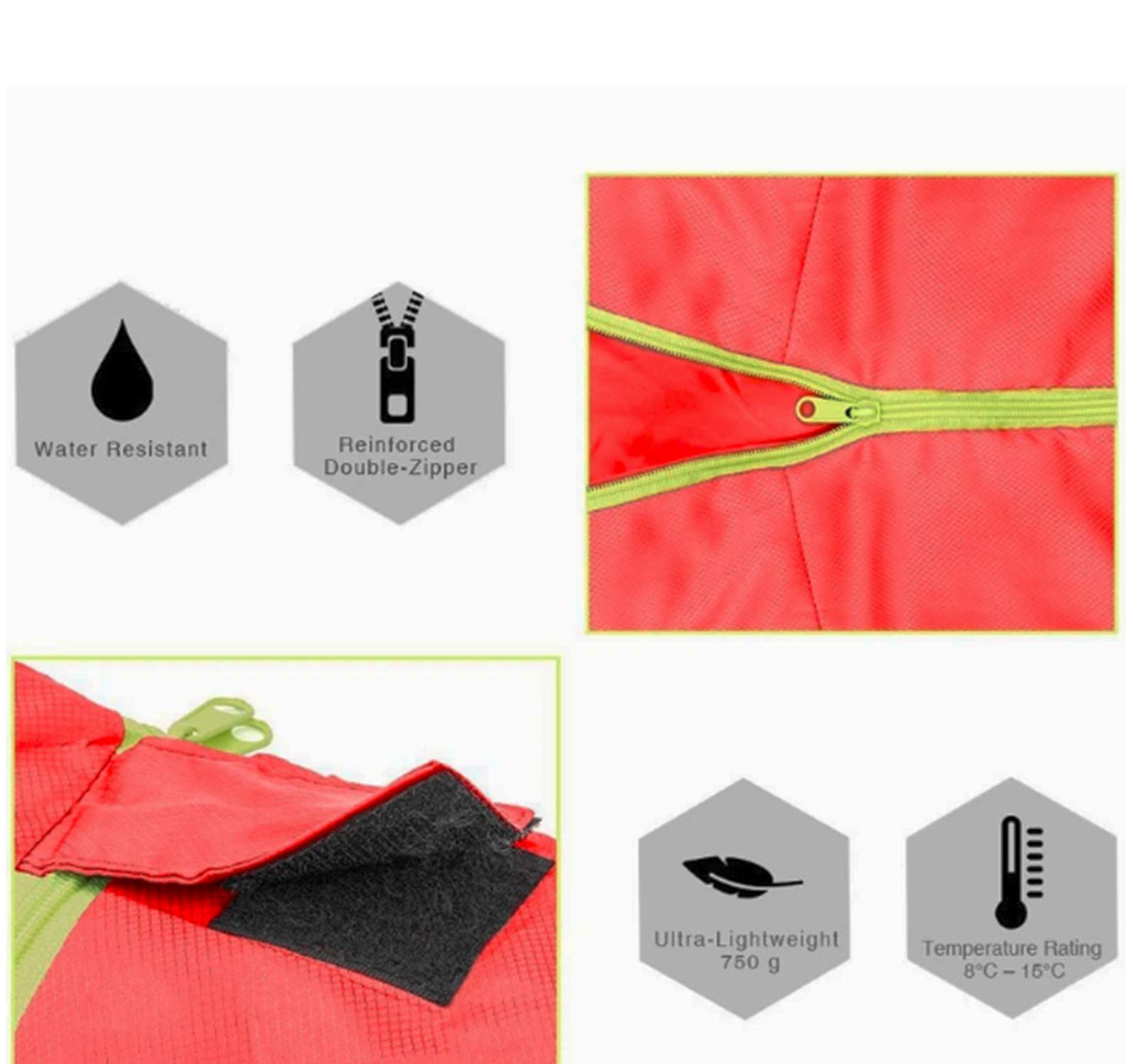 Wealers Lightweight Sleeping Bag - Zip up Bedroll| Water Resistant Carrying Case| Storage Tote - for Travel, Camping, Sleepovers, Overnights, Hiking, and More (Red)