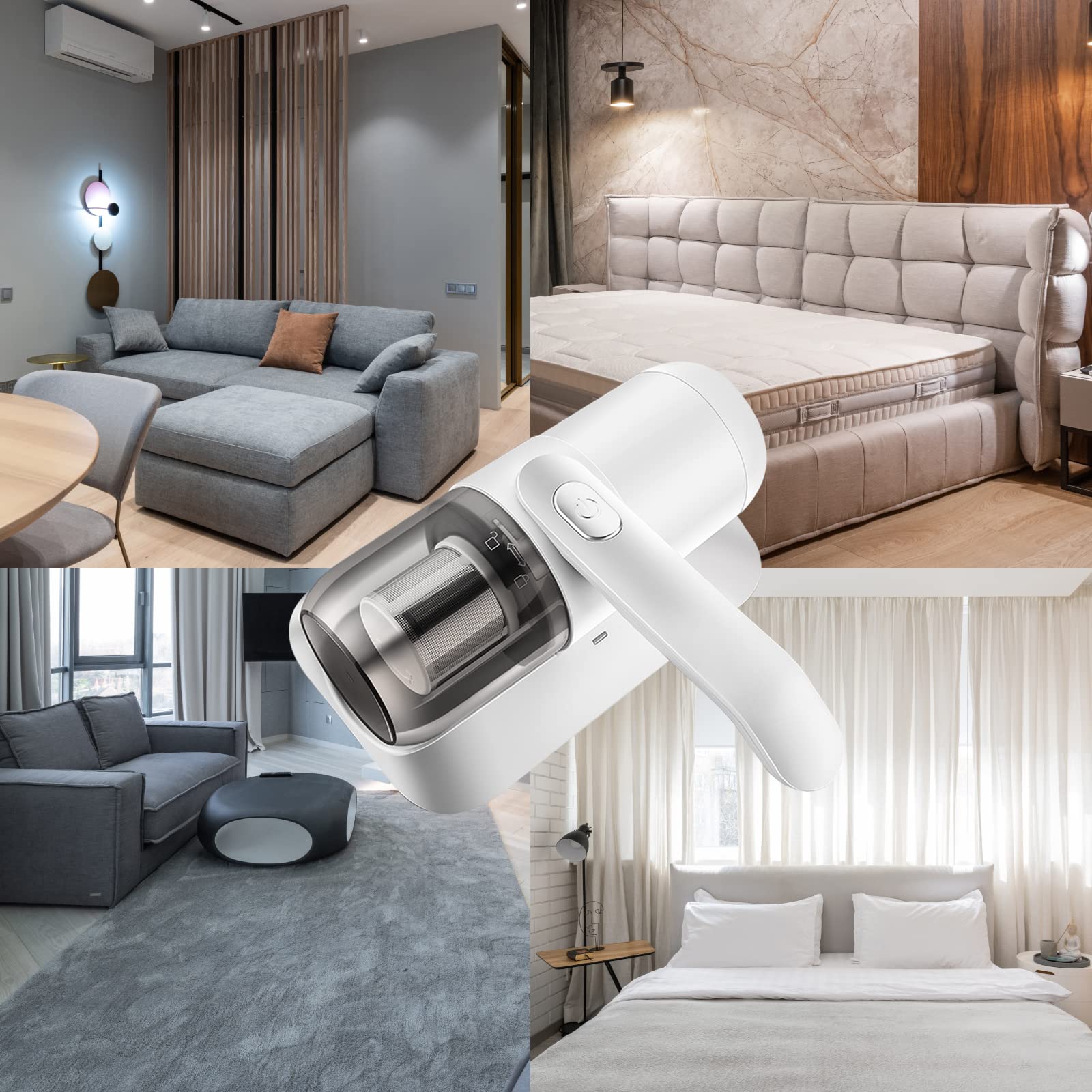 XiadierVi Bed Vacuum Cleaner, Cordless Vacuum Cleaner, Uv Mattress Vacuum, Suitable for Pillows, Sheets, Mattresses, Sofas, Plush Toys and Other Fabric Surfaces