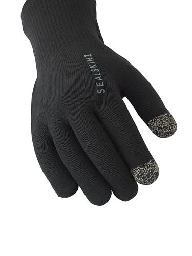 SEALSKINZ Unisex Waterproof All Weather Ultra Grip Knitted Glove, Black, Medium